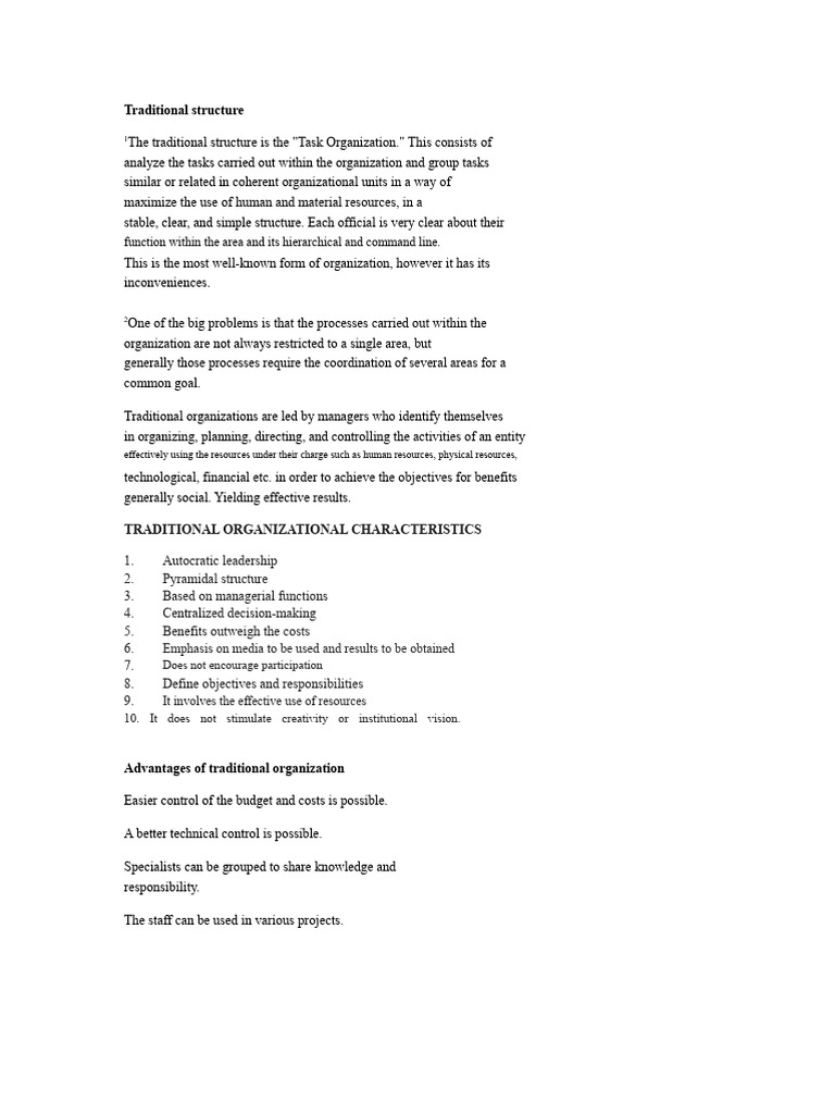 Traditional Structure | PDF | Organizational Structure | Business