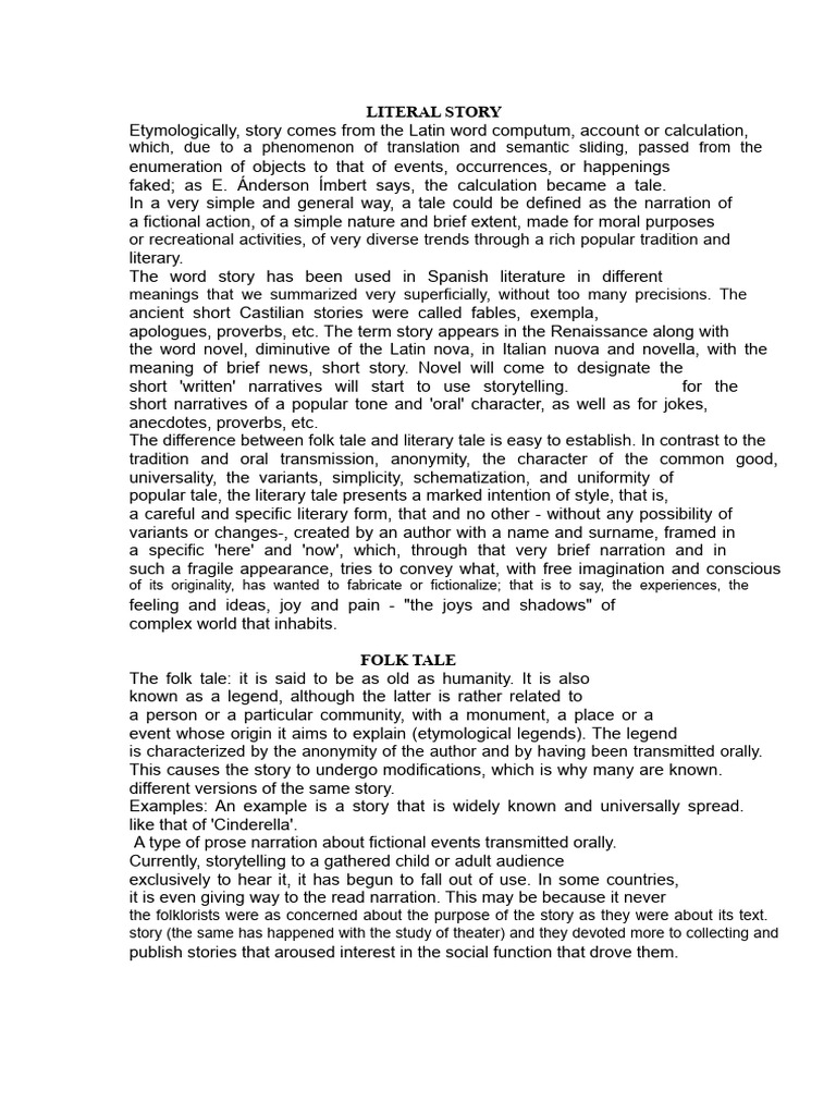 Literal Tale | PDF | Narrative | Folklore
