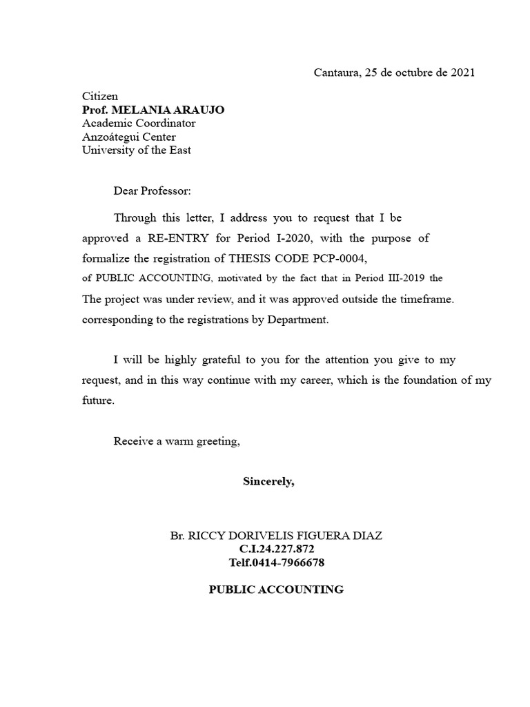 Reentry Letter Udo | PDF