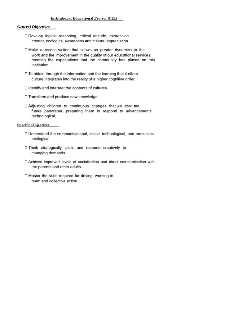 Institutional Educational Project Overview | PDF | Verb | Ecosystem