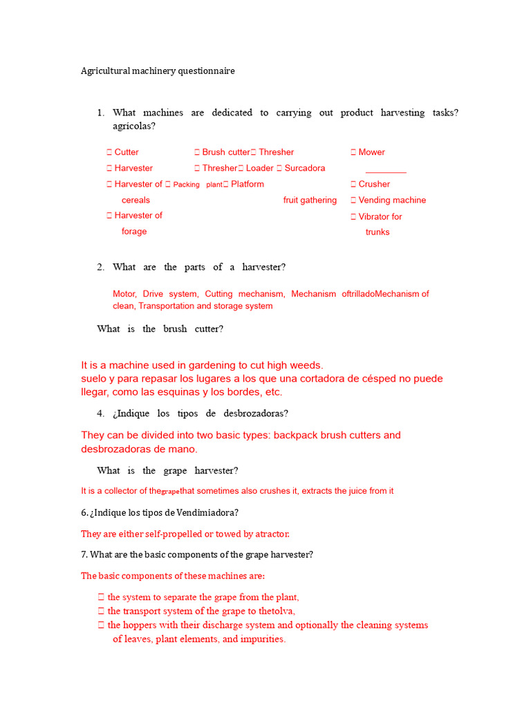 Agricultural Machinery Questionnaire | PDF | Pump | Liquids
