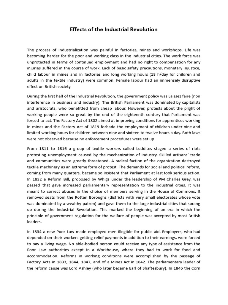 Impact of the Industrial Revolution | PDF | Economies | Labor