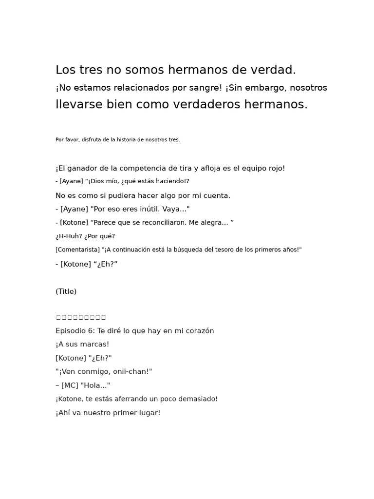 Los Tres No Somos Hermanos de Verdad. | PDF