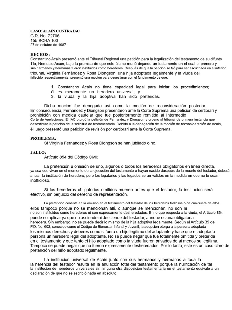 Acain vs. Iac | PDF | Herencia | Justicia