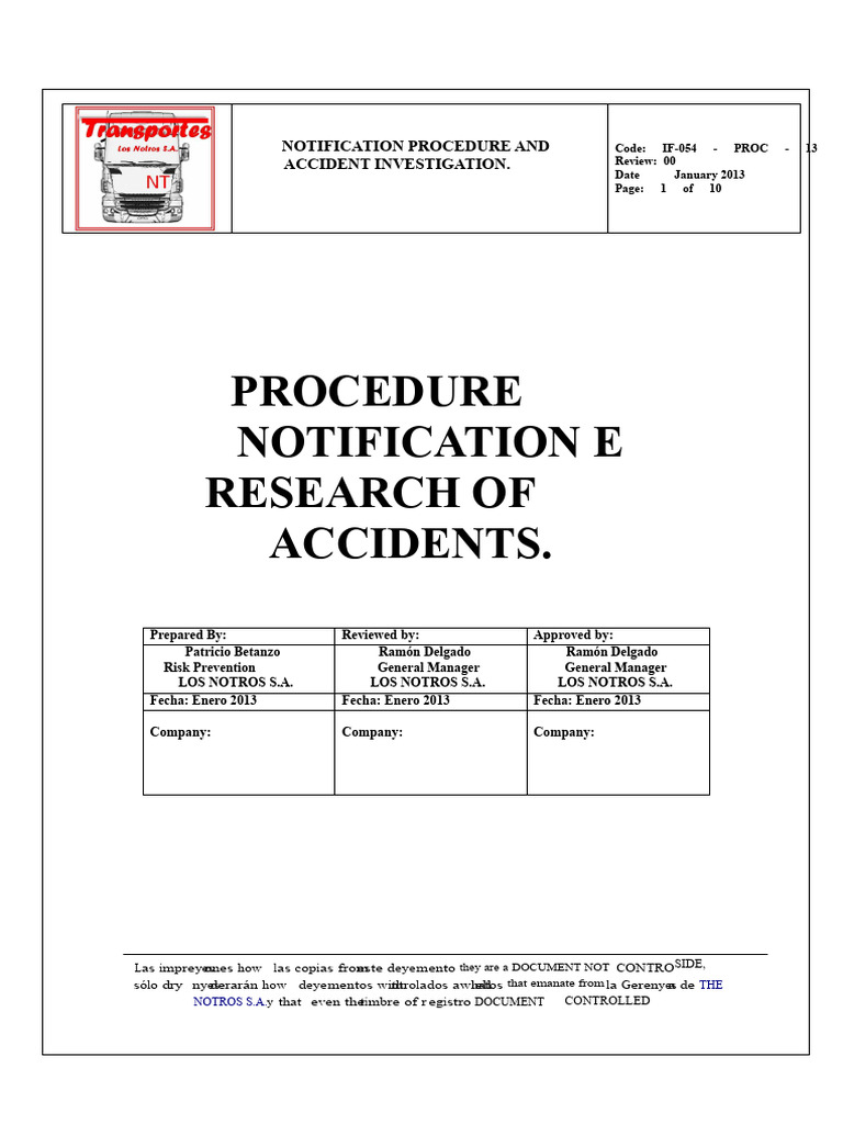Accident Notification and Investigation Guide | PDF | Risk | Emergency