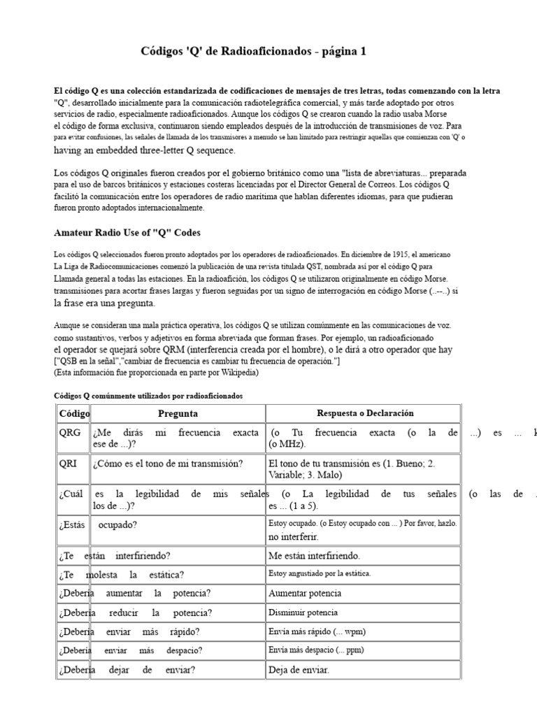 Códigos Q para Radioaficionados | PDF | Radio | Radio aficionada
