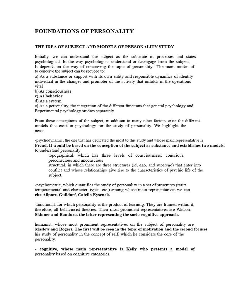 Bases of Personality | PDF | Psychology | Self Concept