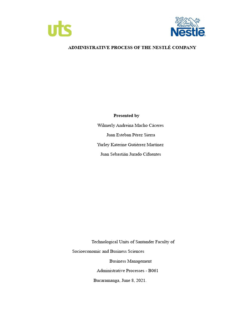 Nestlé Company Administrative Processes | PDF | Leadership | Motivation