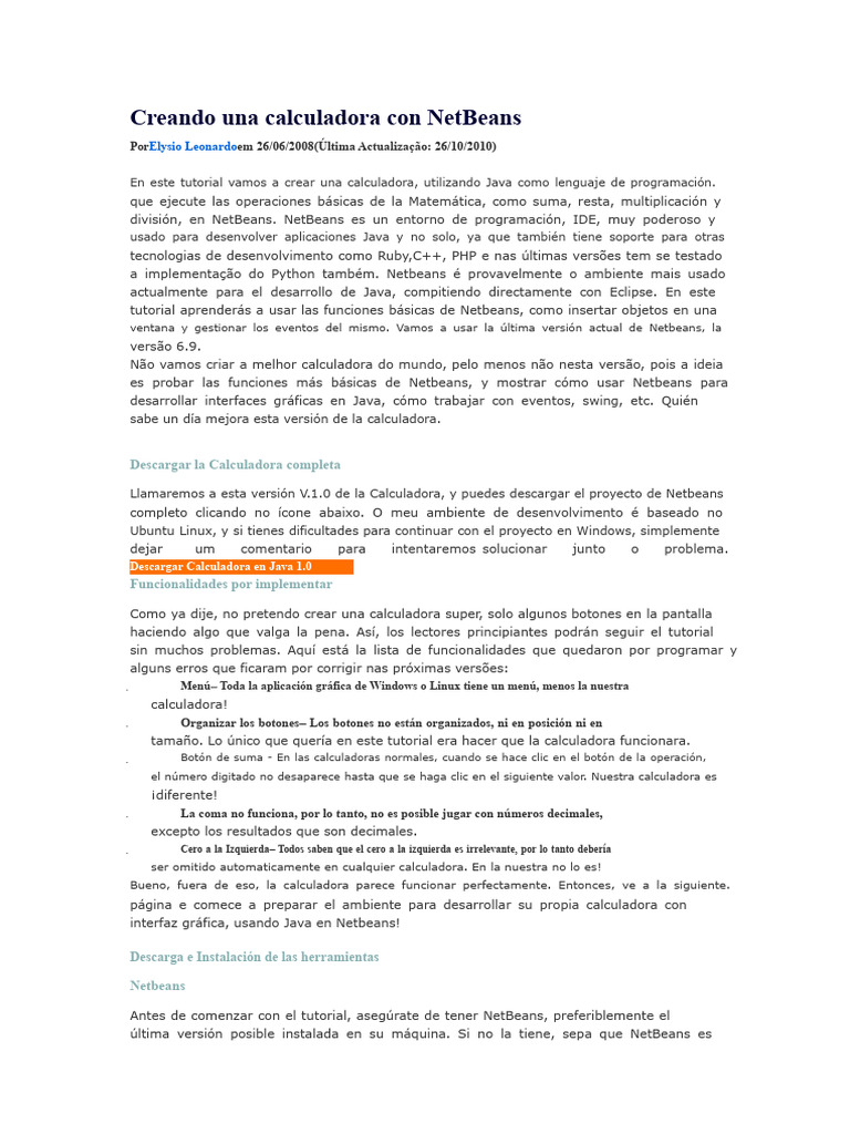 Calculadora en Java con NetBeans | PDF | Frijoles Netos | Aplicaciones ...