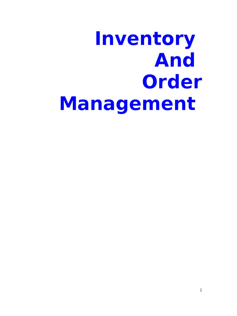 Inventory and Order Management | PDF | Oracle Database | Inventory