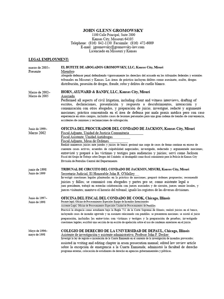 John Gromowsky - Currículum | PDF | Fiscal | Batallón