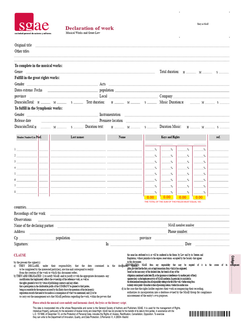 Declaration of Musical Works Grand Right 582 PDF | PDF | Theatre ...
