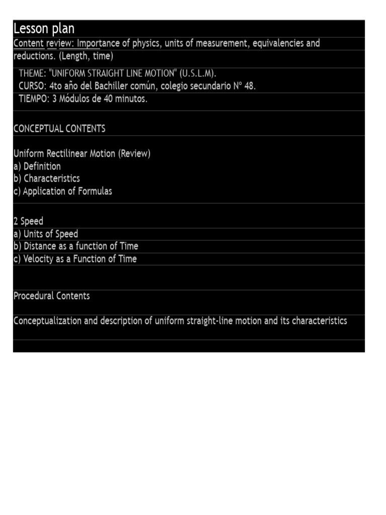 Lesson Plan | PDF | Acceleration | Speed