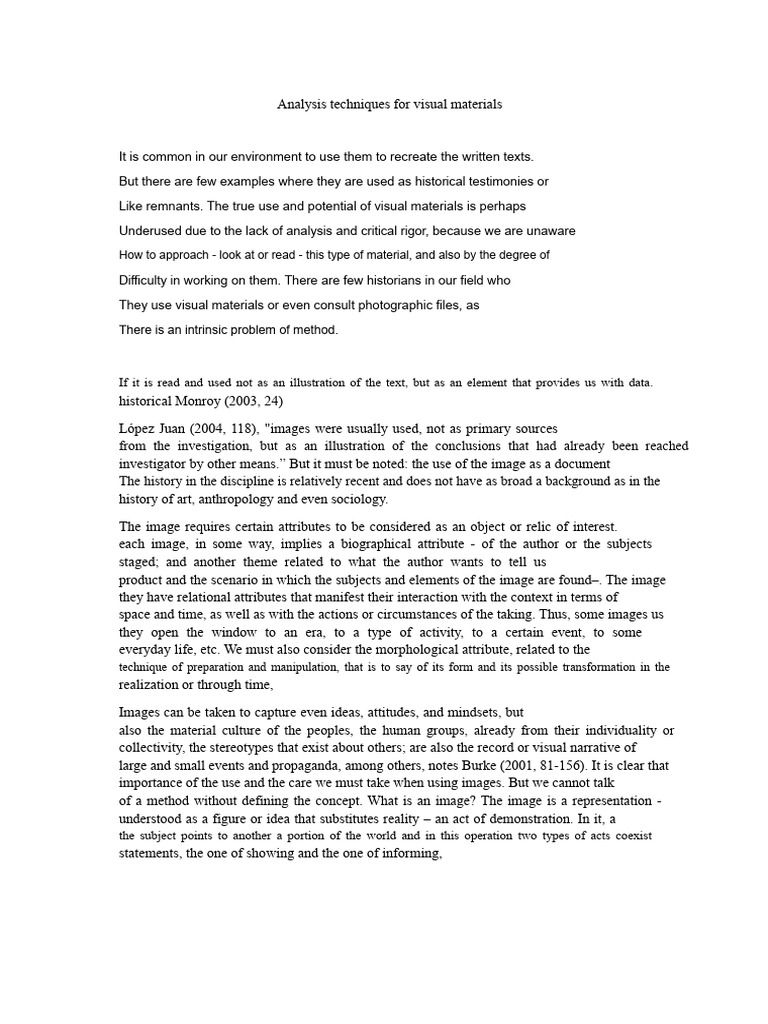 Analysis Techniques For Visual Materials | PDF | Image | Liberal Arts ...