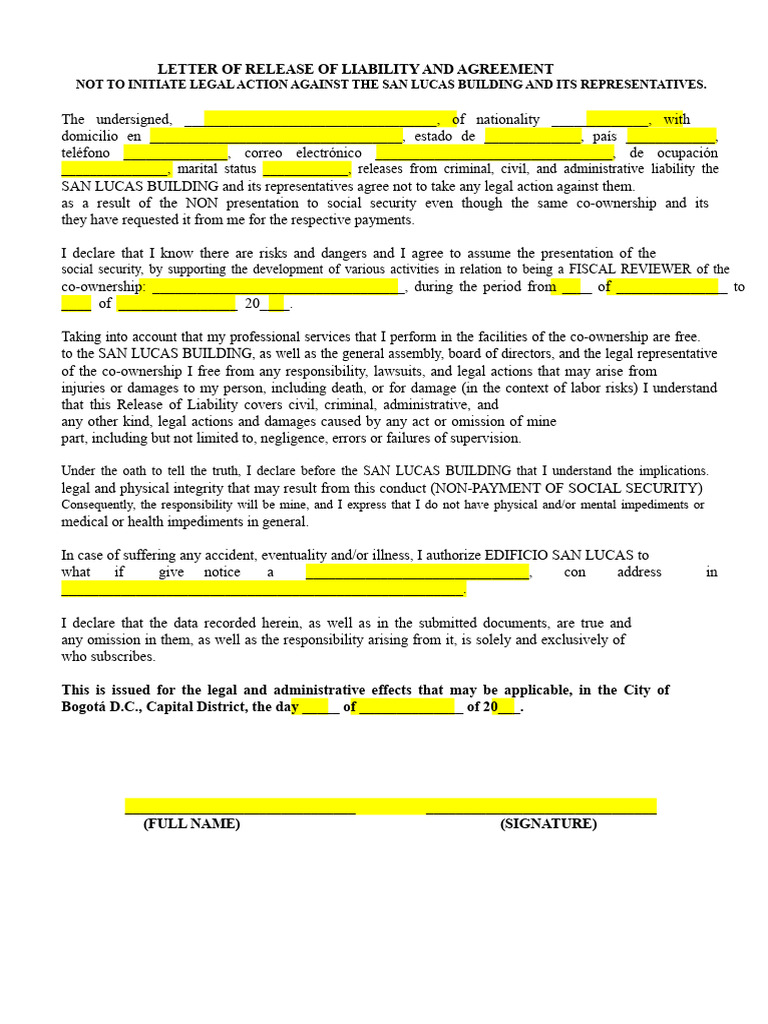 Letter of Release of Responsibilities | PDF | Legal Liability | Civil ...