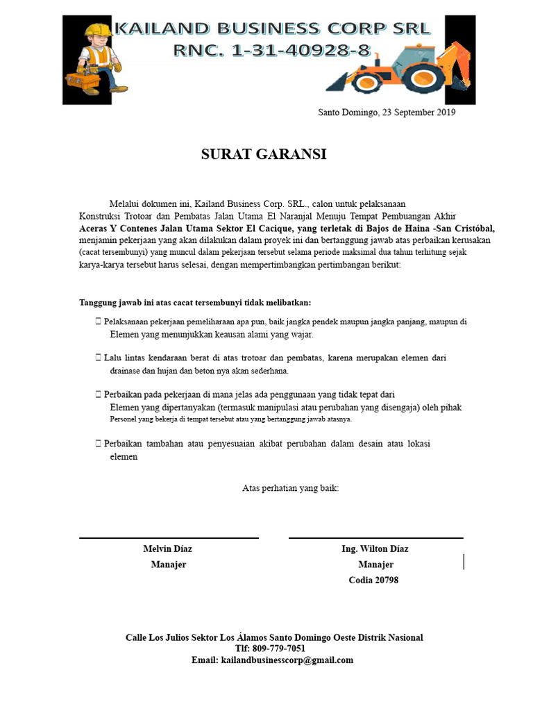 SURAT GARANSI | PDF
