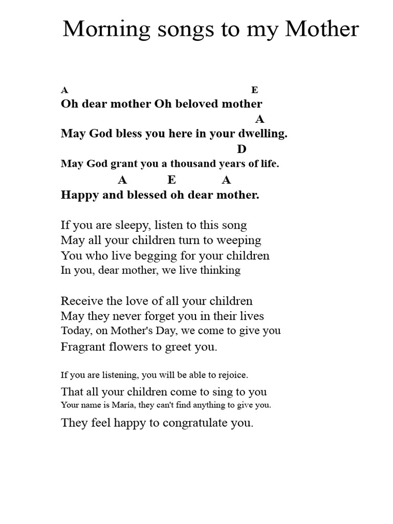 Oh Dear Mother | PDF