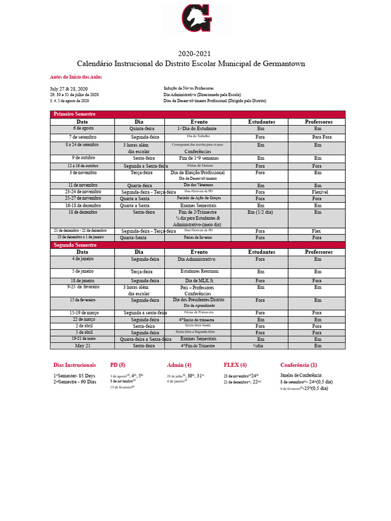 calendário escolar 2020-21 da gmsd | PDF