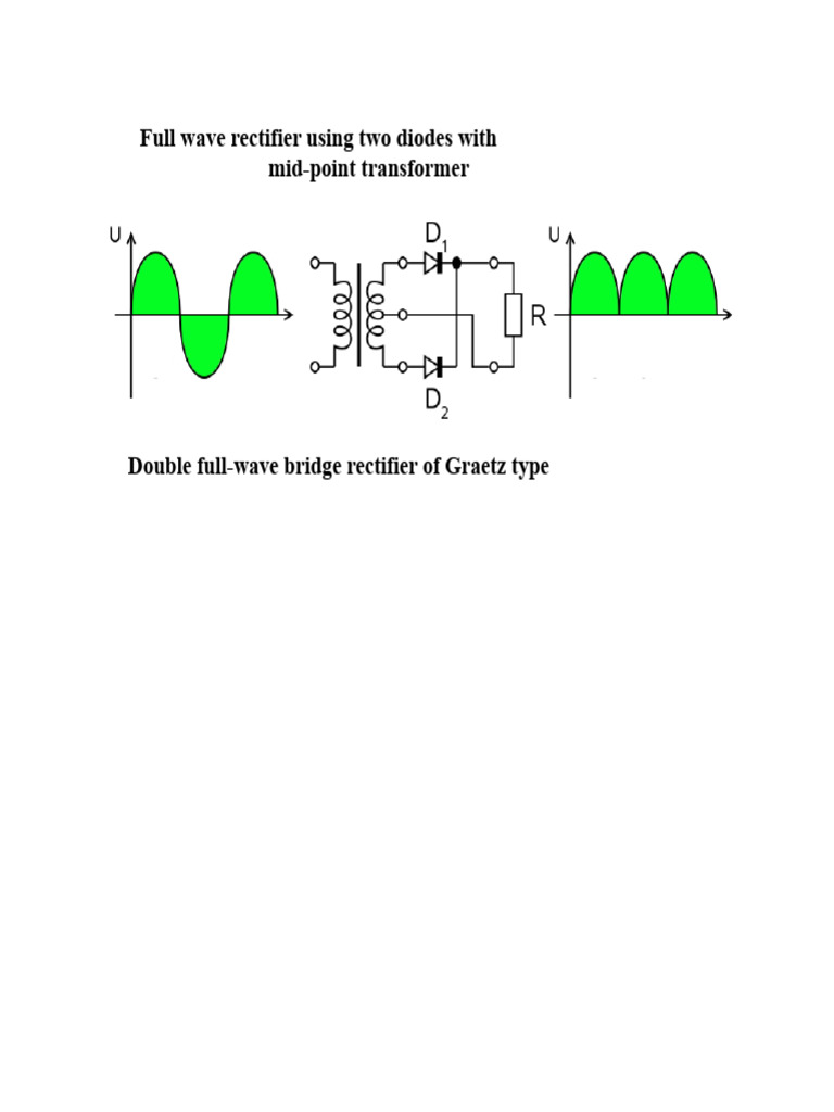 Full Wave Rectifier Using Two Diodes with Center Tap Transformer | PDF
