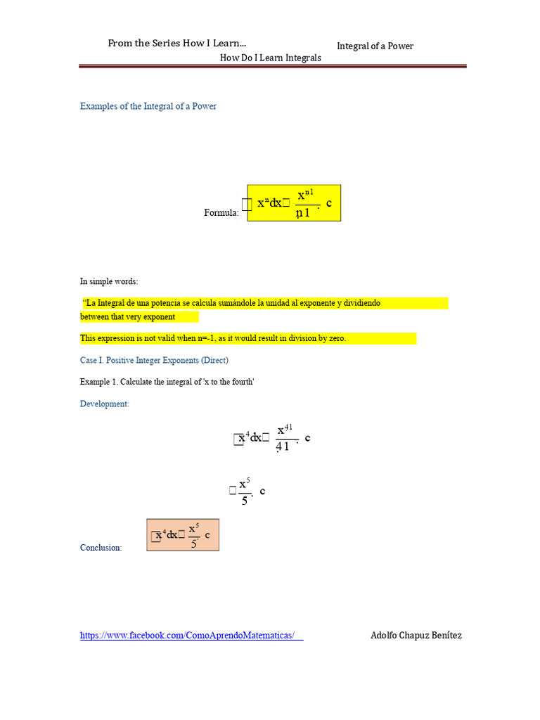 Integral of A Power | PDF | Exponentiation | Functions And Mappings