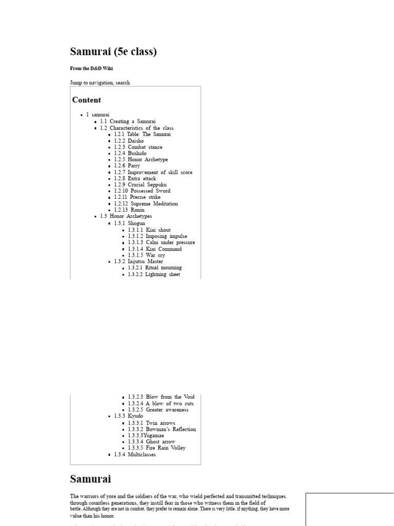 Samurai (5e Class) - D&D Wiki | PDF | Bow And Arrow | Bushido