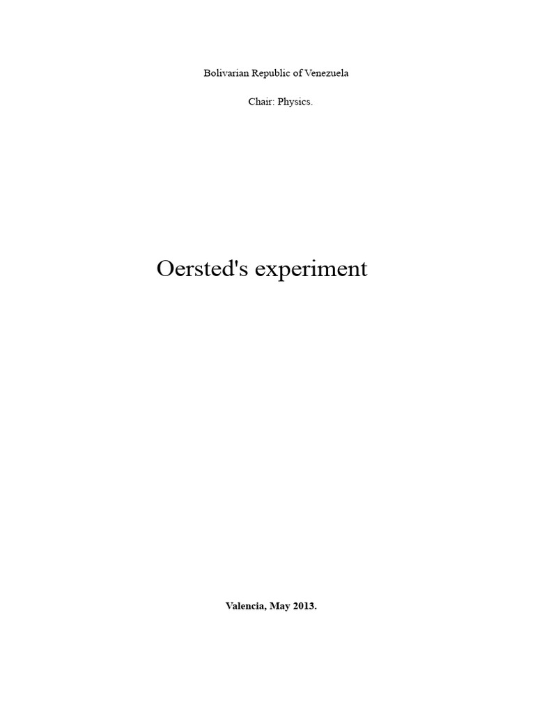 Oersted Experiment: Electric Current & Magnetism | PDF | Compass ...