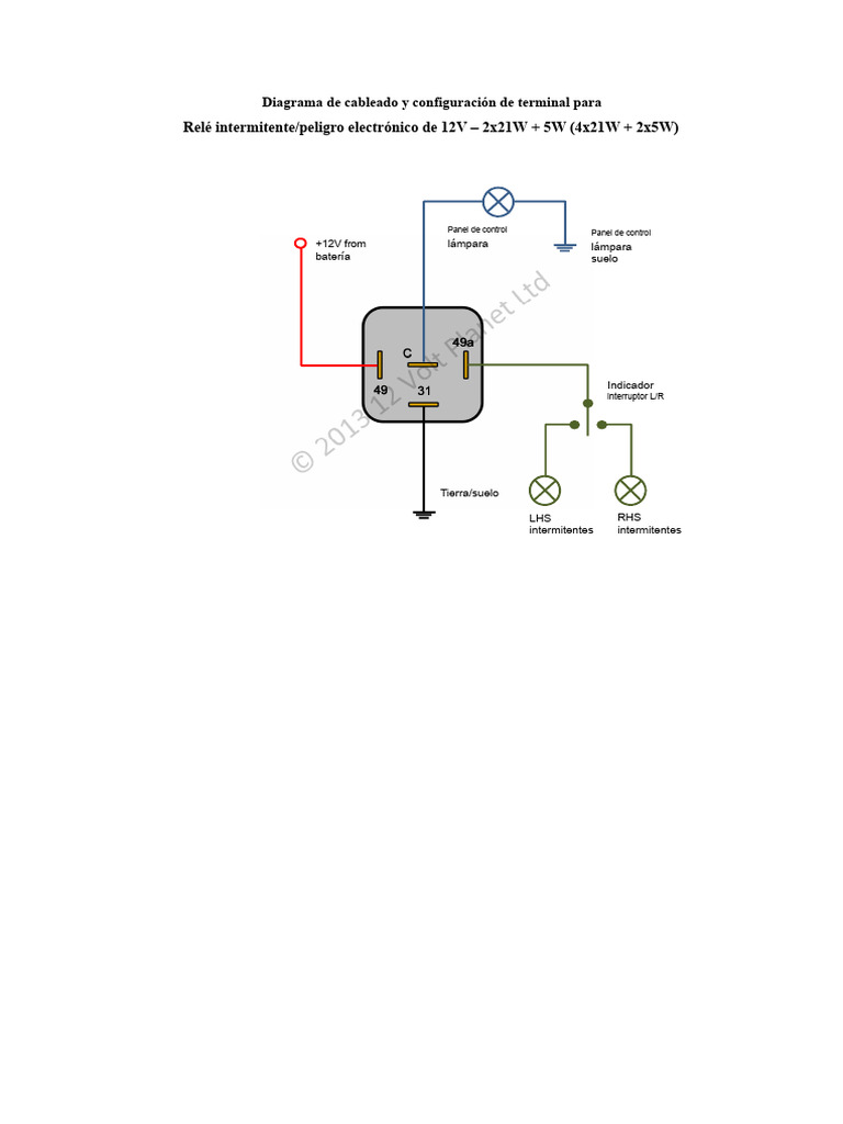 Diagrama de Relé Intermitente 12V | PDF