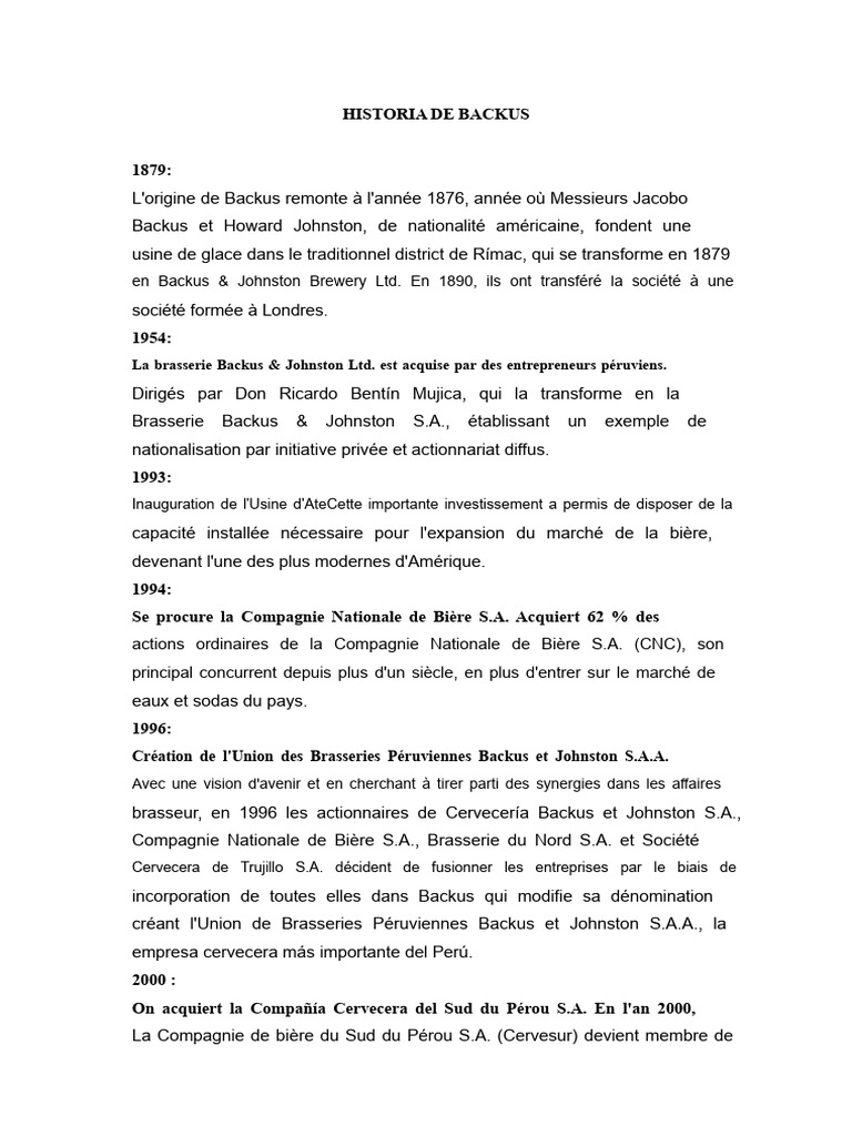 Histoire et évolution de Backus & Johnston | PDF