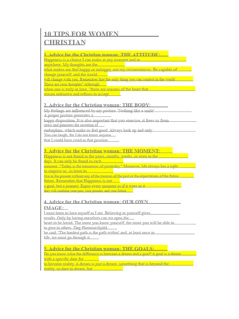 10 Tips For The Christian Woman | PDF | Love | Forgiveness