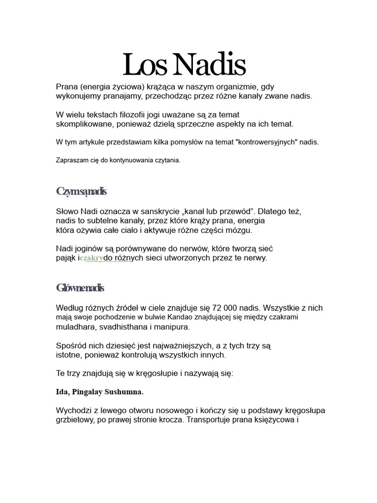 Nadi, Ida, Pingala I Sushumna | PDF