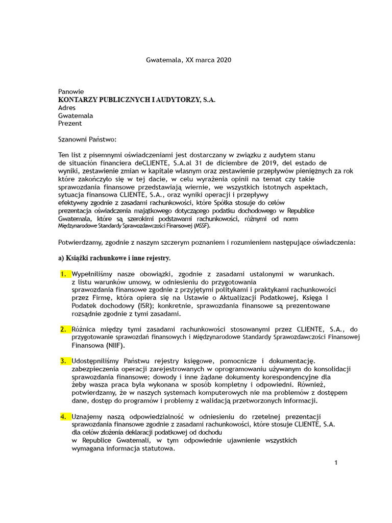 List manifestacyjny Nia 580 | PDF
