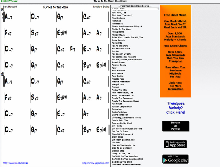 Fly Me To The Moon Chord Chart! | PDF
