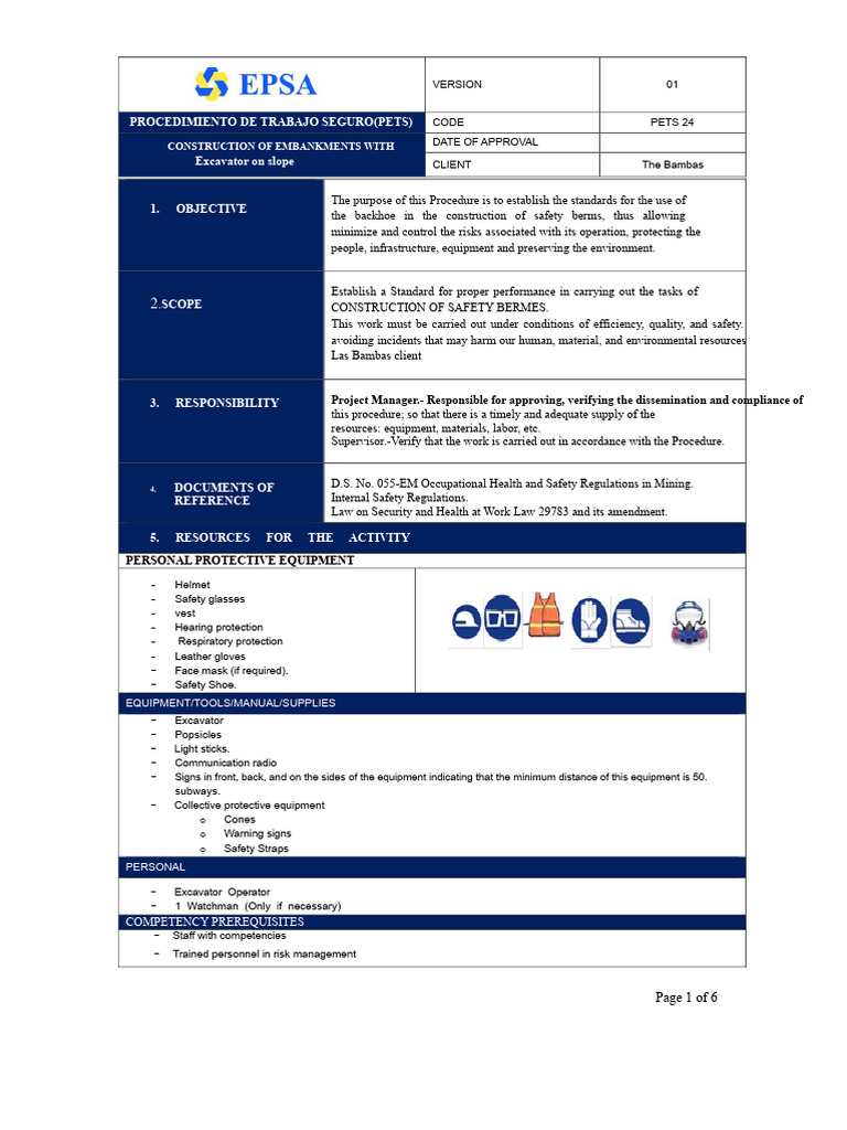 Pets 24 Preparation of Safety Berm | PDF | Safety | Occupational Safety ...