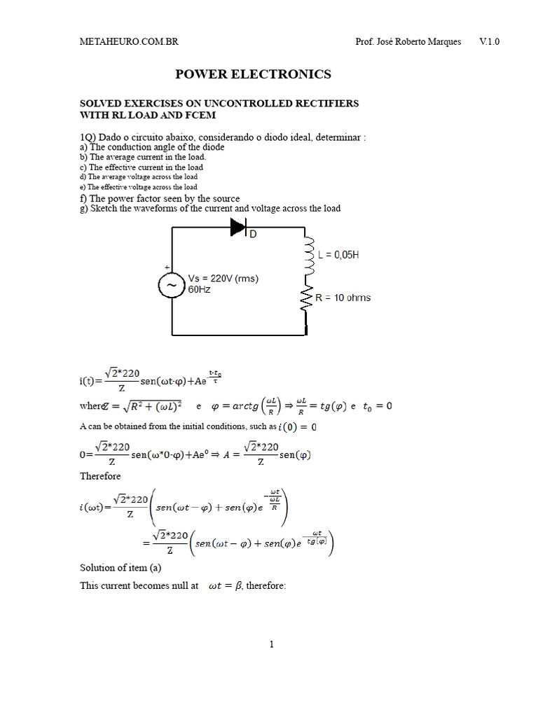 Solved Exercises in Power Electronics (Part 1) | PDF | Rectifier ...