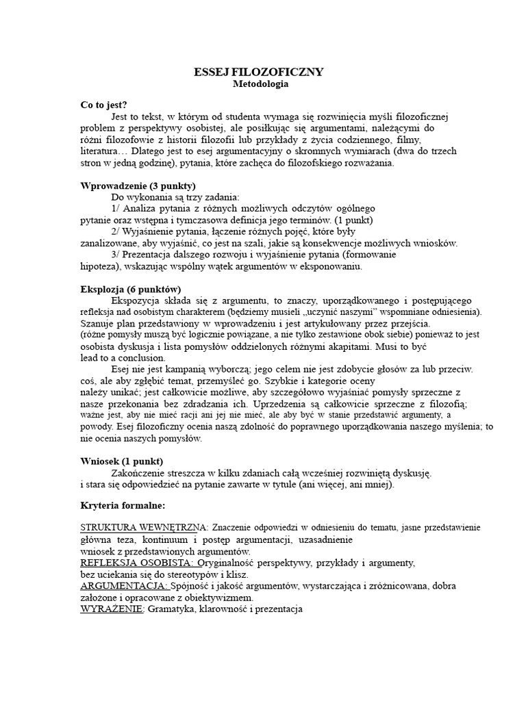 Esej Filozoficzny | PDF