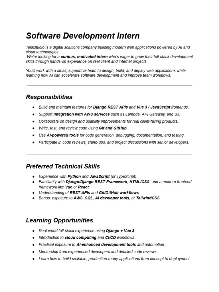Job Software Development Intern | PDF | Cloud Computing | Software ...