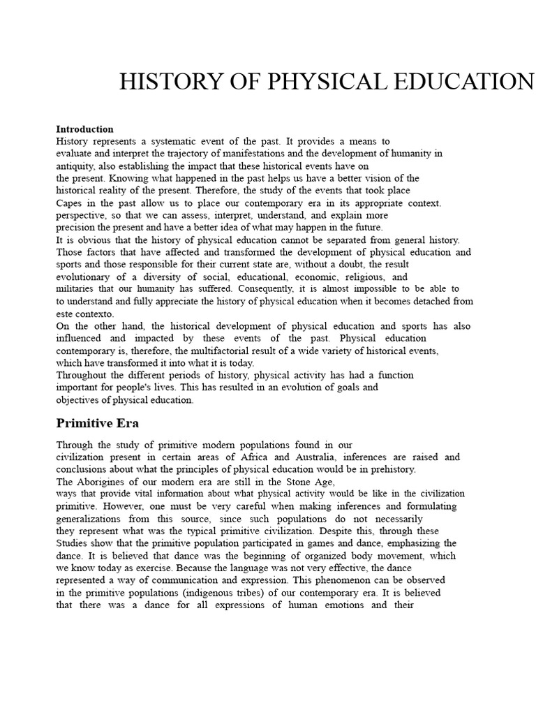 Evolution of Physical Education History | PDF