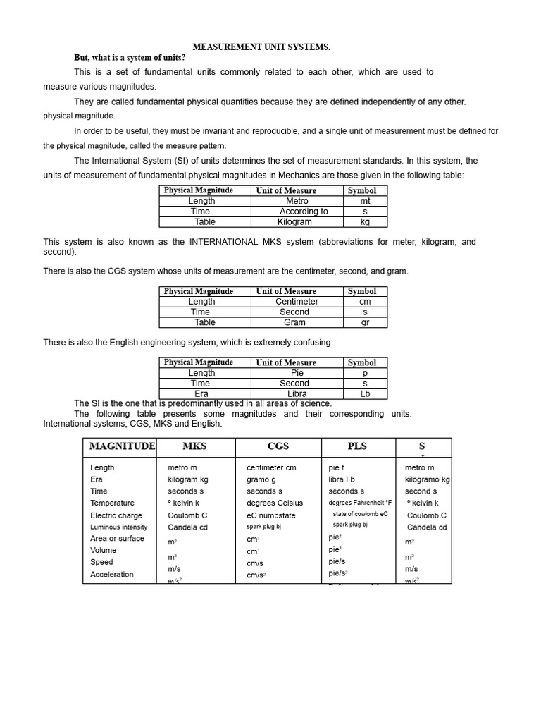 Measurement Unit Systems | PDF | Measurement | International System Of ...