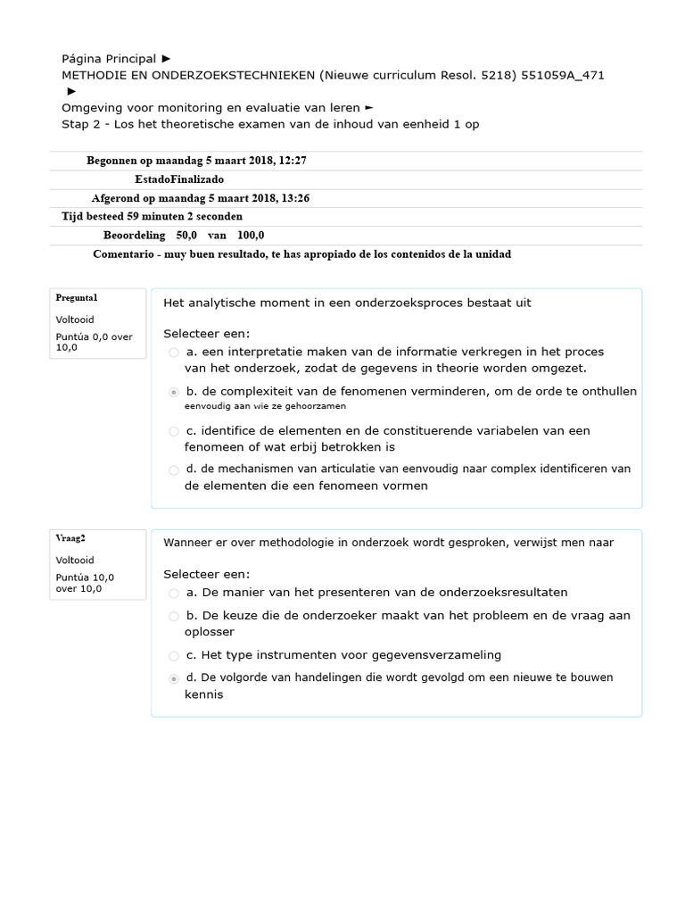 Stap 2 - Het Theoretische Examen Van de Inhoud Van Eenheid 1 Oplossen | PDF