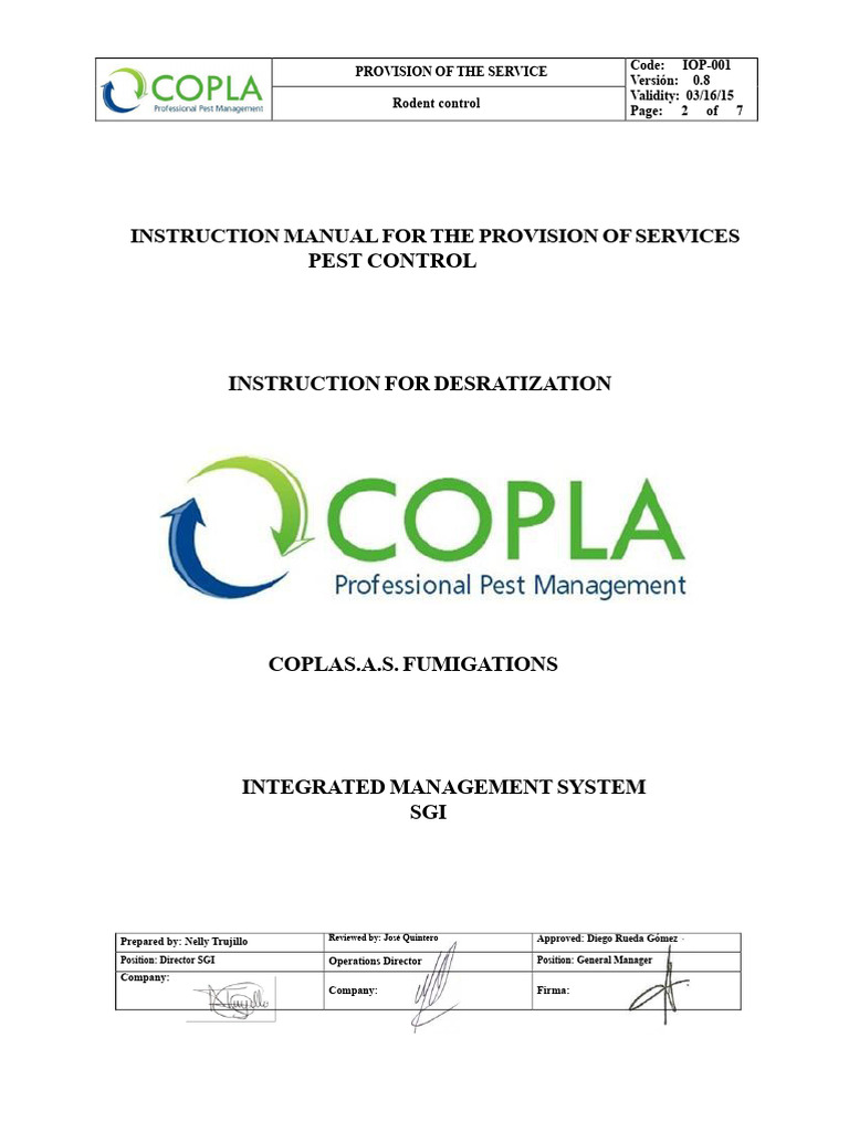 Iop-001-Rodent Control PDF | PDF | Personal Protective Equipment | Pest ...
