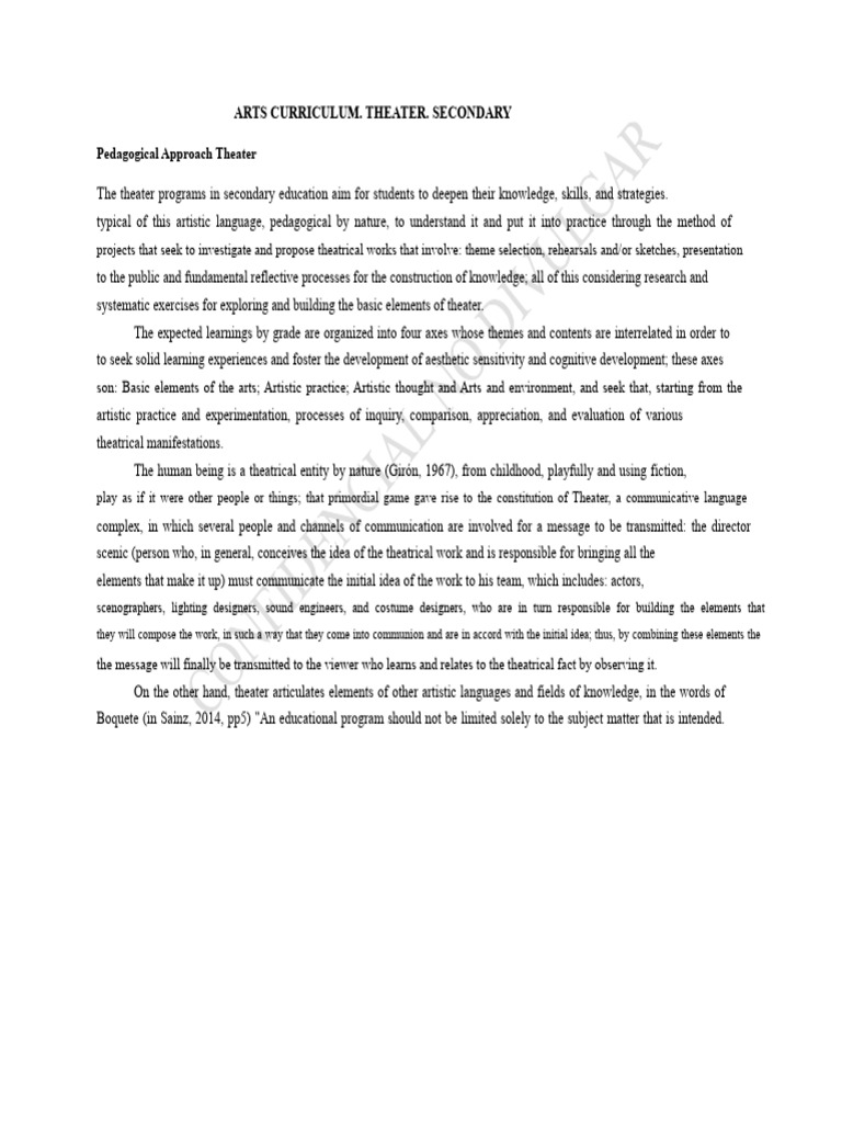 Secondary Theater Arts Curriculum Guide | PDF | Theatre | Imagination