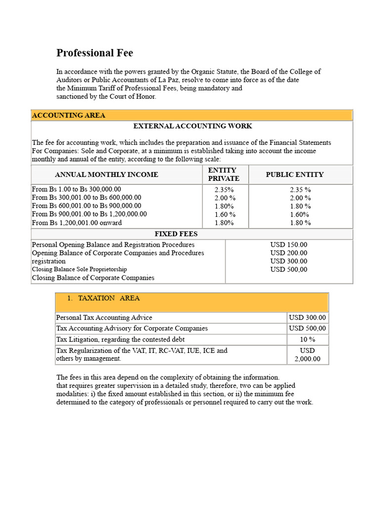 Professional Fee | PDF | Audit | Taxes