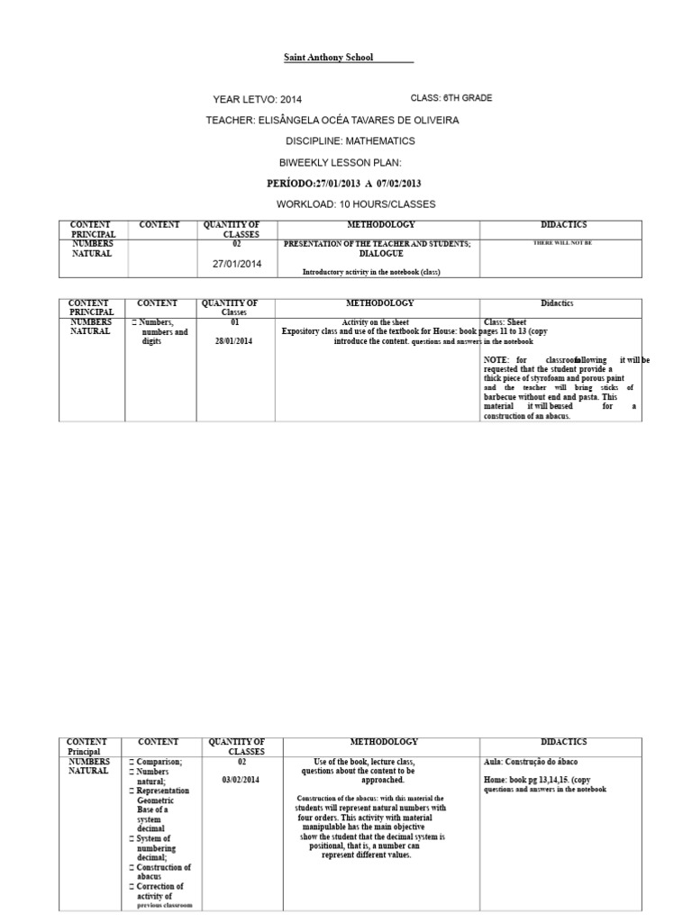 Lesson Plan 6TH Grade 1ST Term Part 1 | PDF | Lesson Plan