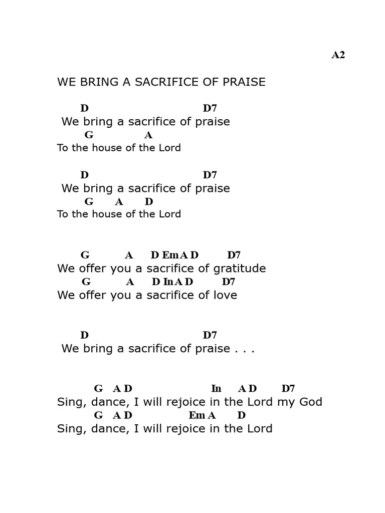 We Bring A Sacrifice of Praise | PDF