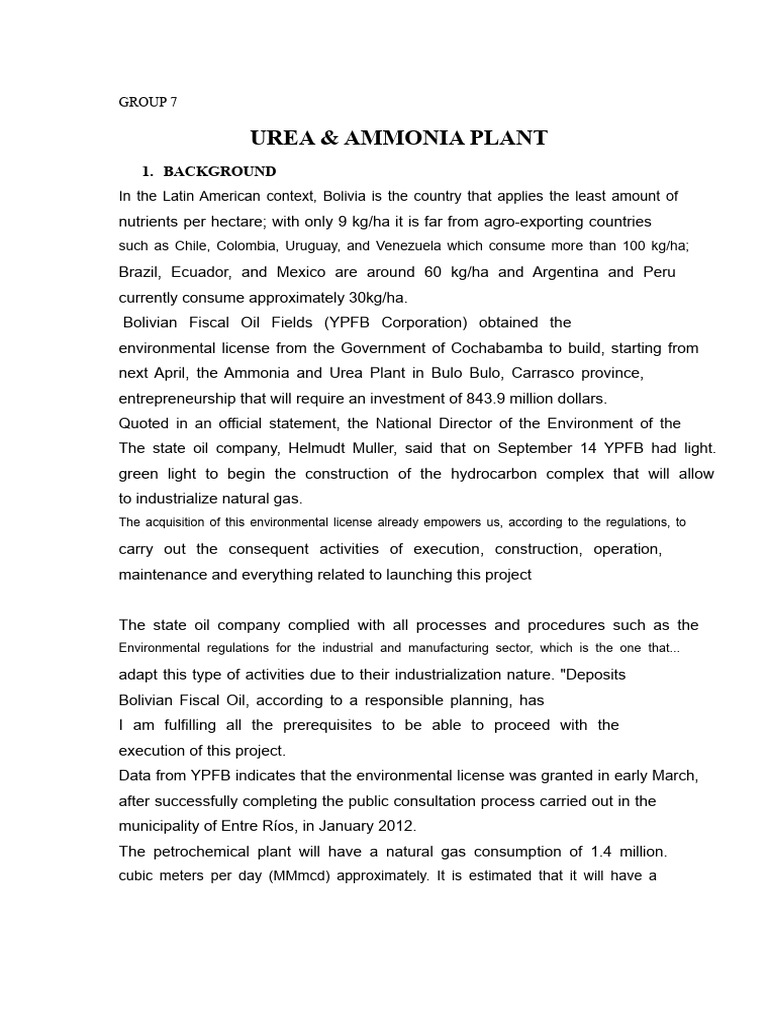 Urea and Ammonia Project Original | PDF | Urea | Chemical Reactions