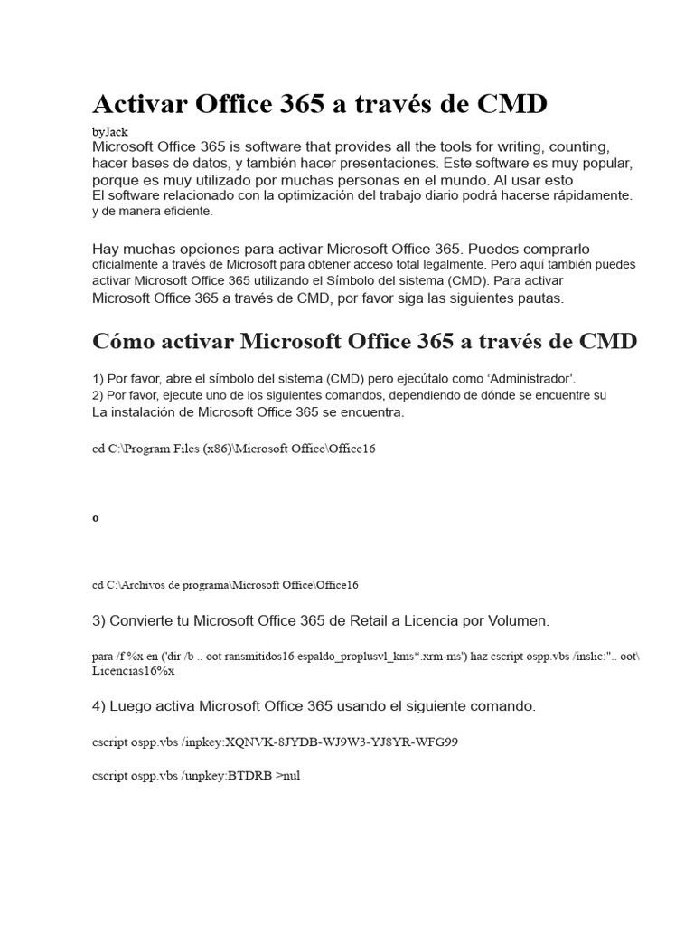 Activar Office 365 A Través de CMD | PDF
