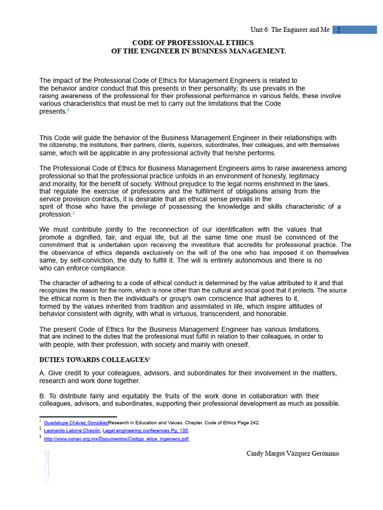 Essay On The Code of Ethics of The Engineer in Business Management ...