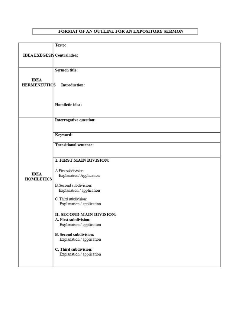 Expository Sermon Outline Format | PDF