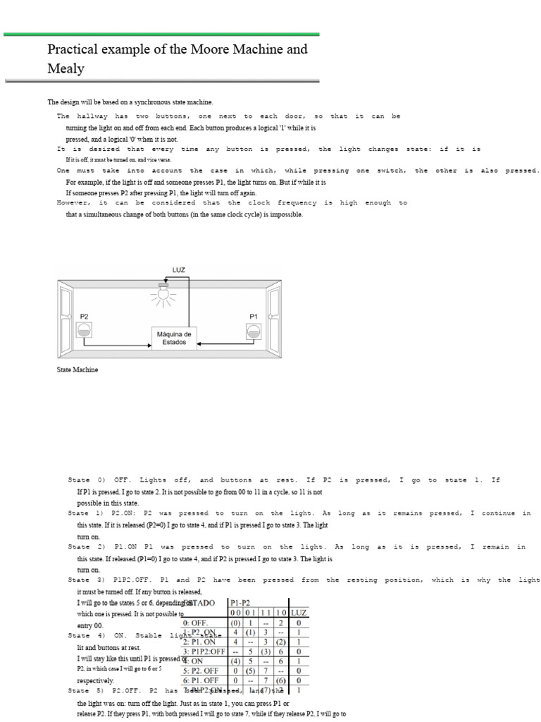 Practical Example of Moore and Mealy Machine PDF | PDF | Electronic Design | Electronic Engineering