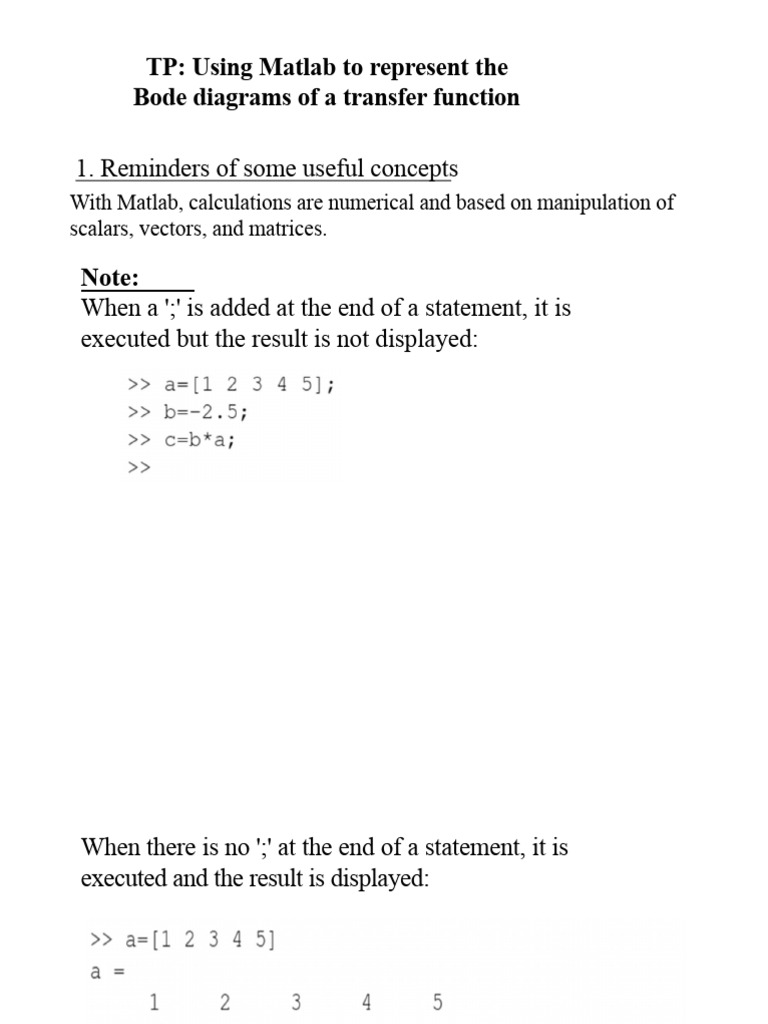 Plotting Bode Diagrams Using MATLAB | PDF | Matrix (Mathematics) | Matlab